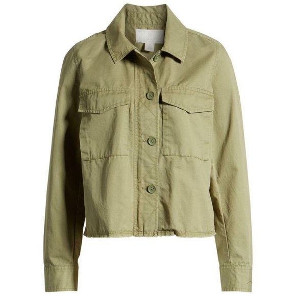 Caslon | Jackets & Coats | Caslon Crop Utility Jacket Green Long ...